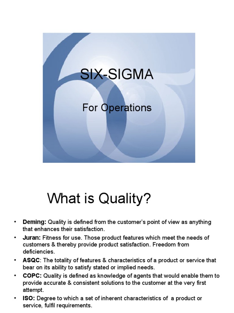 Six-Sigma Class 1 - 12 | PDF | Confidence Interval | Probability ...