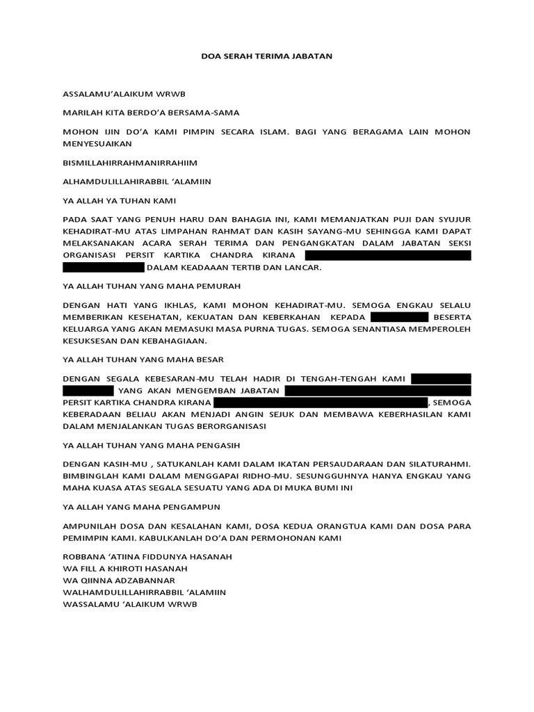 Doa Serah Terima Jabatan | PDF | Gaya Hidup