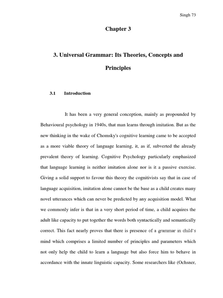 Universal Grammar Its Theories, Concepts and Principles | PDF ...