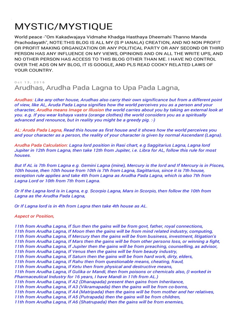 Arudha and Upapada Lagna Explained | PDF | Divination | Hindu Astrology