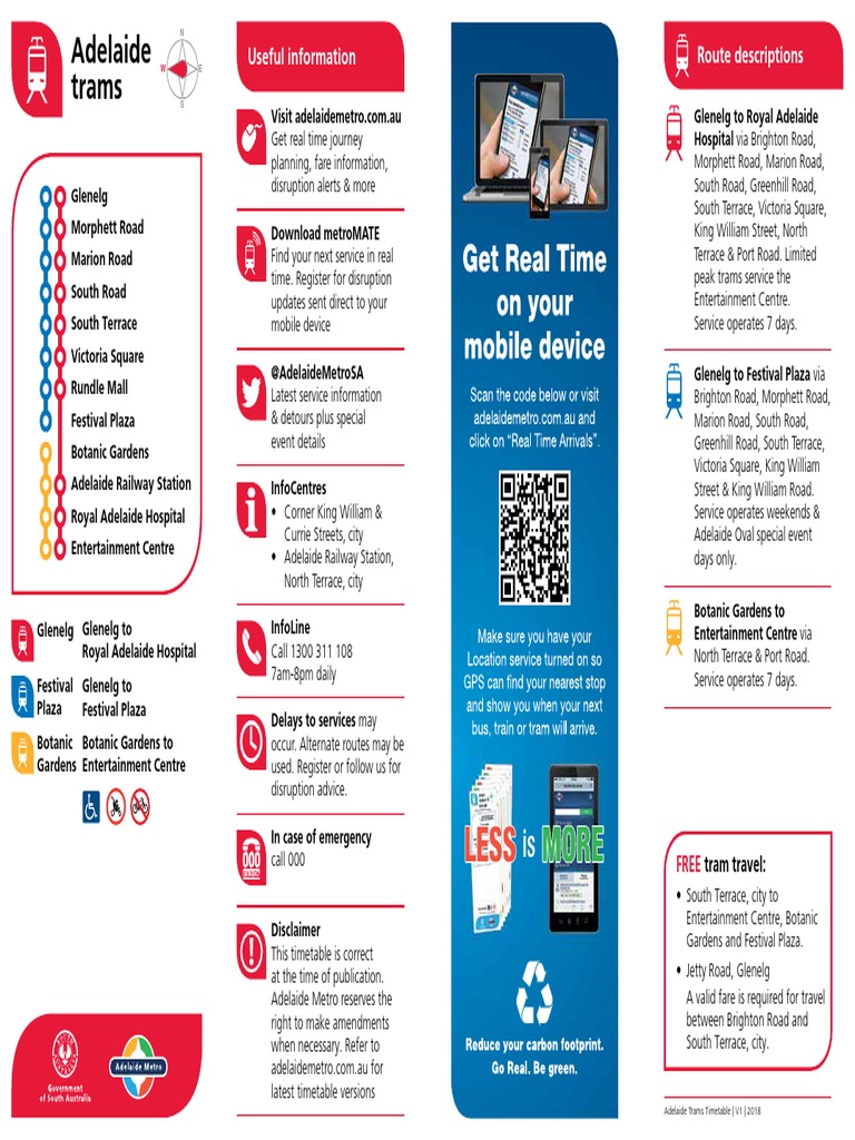 Adelaide Trams Timetable | PDF | Rail Transport | Passenger Rail Transport