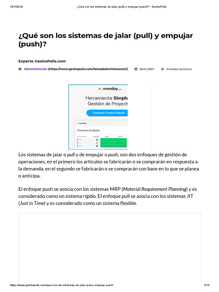 ¿Qué Son Los Sistemas de Jalar (Pull) y Empujar (Push)_ - GestioPolis ...