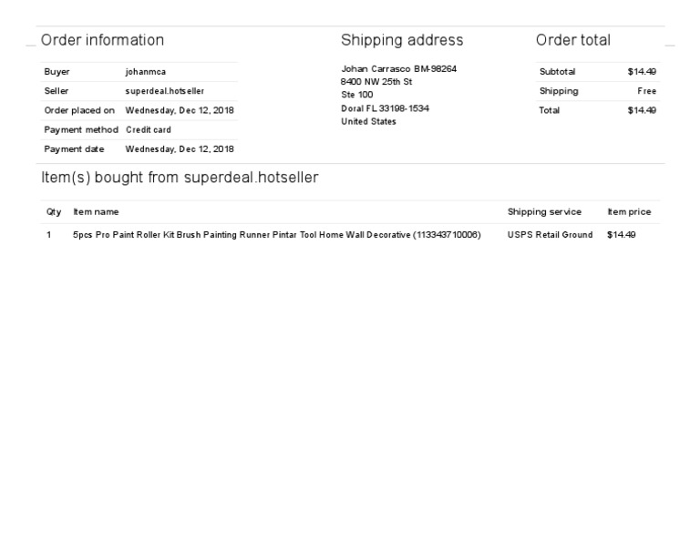 EBay - Order Details | PDF