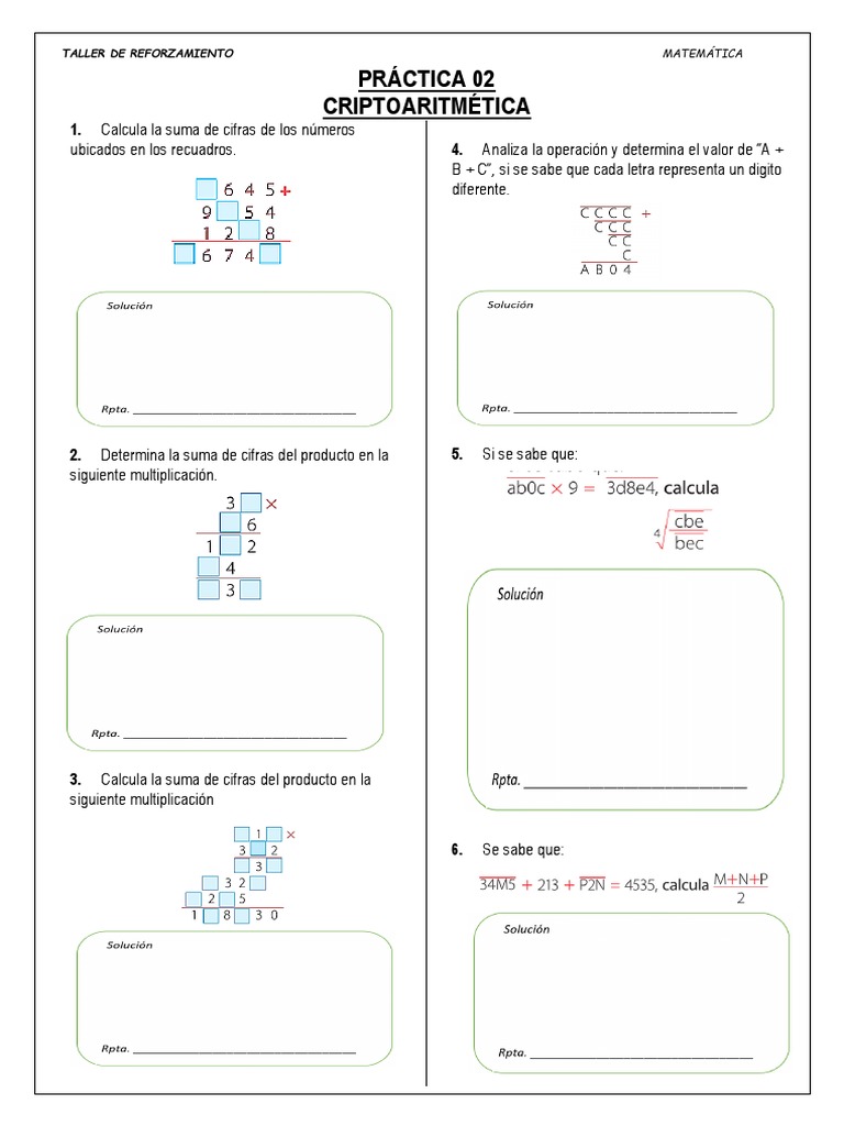 CRIPTOARITMÉTICA | PDF | Multiplicación | Enseñanza de matemática