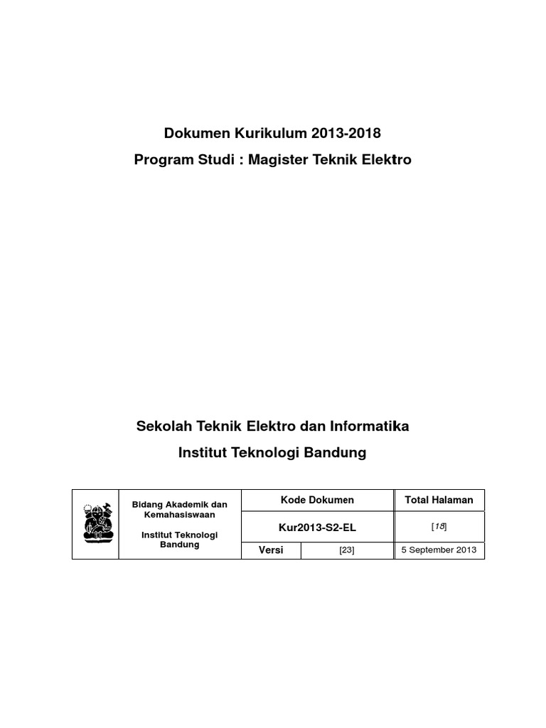 Kurikulum S2 Tenik Elektro Draft v23 Induk | PDF