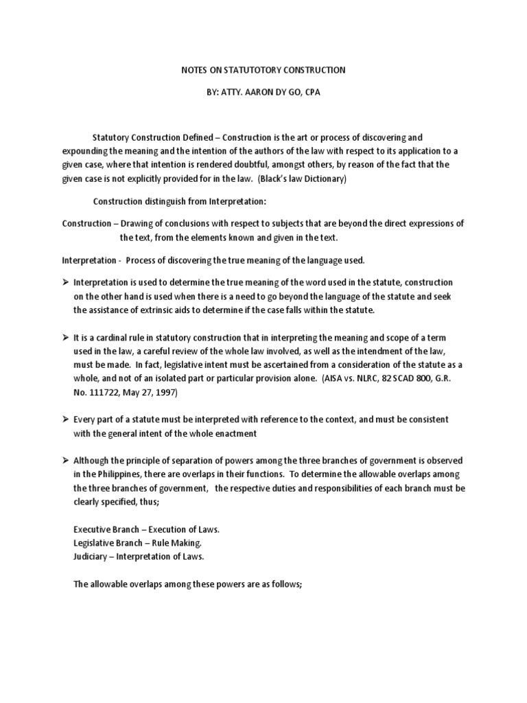 Understanding Statutory Construction | PDF | Statutory Interpretation ...