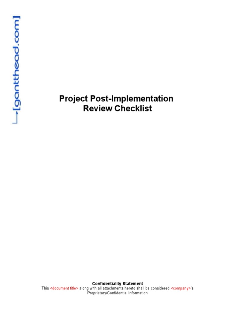 Project Post-Implementation Review Checklist | Download Free PDF | Project Management | Evaluation