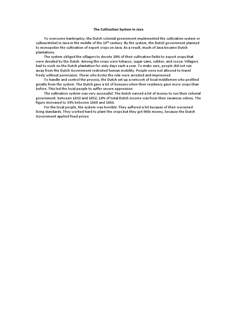 Impact of Cultivation System in Java | PDF | Economies | Agriculture