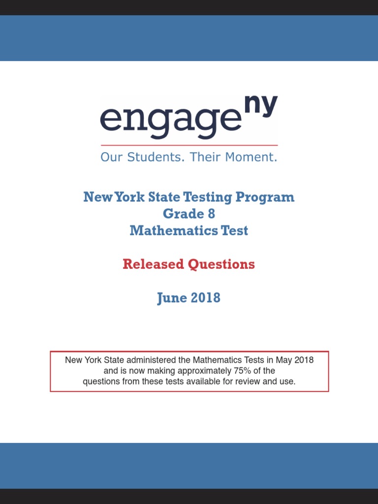 New York State Testing Program Grade 8 Mathematics Test: Released ...