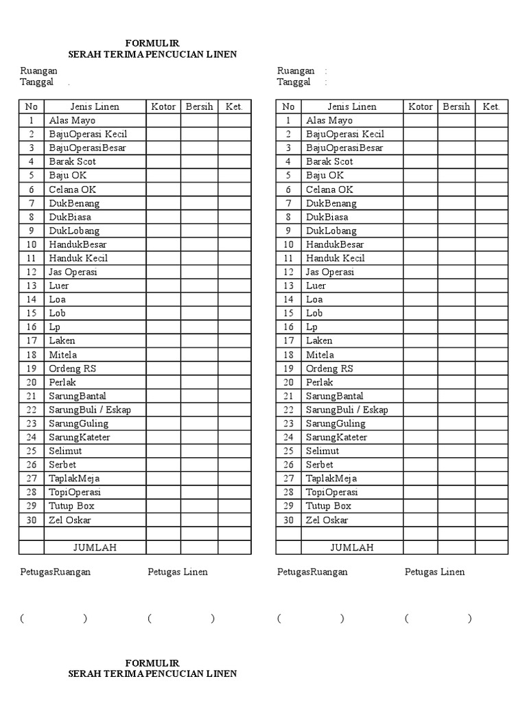 Formulir Linen | PDF
