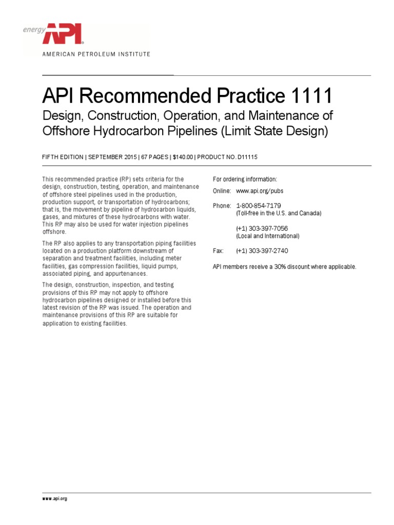 Api RP 1111 E5 | PDF | Pipeline Transport | Building Engineering