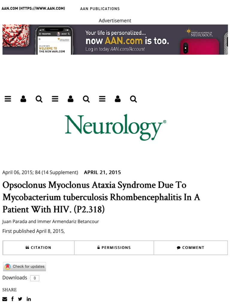Opsoclonus Myoclonus Ataxia Syndrome Due To Mycobacterium Tuberculosis ...