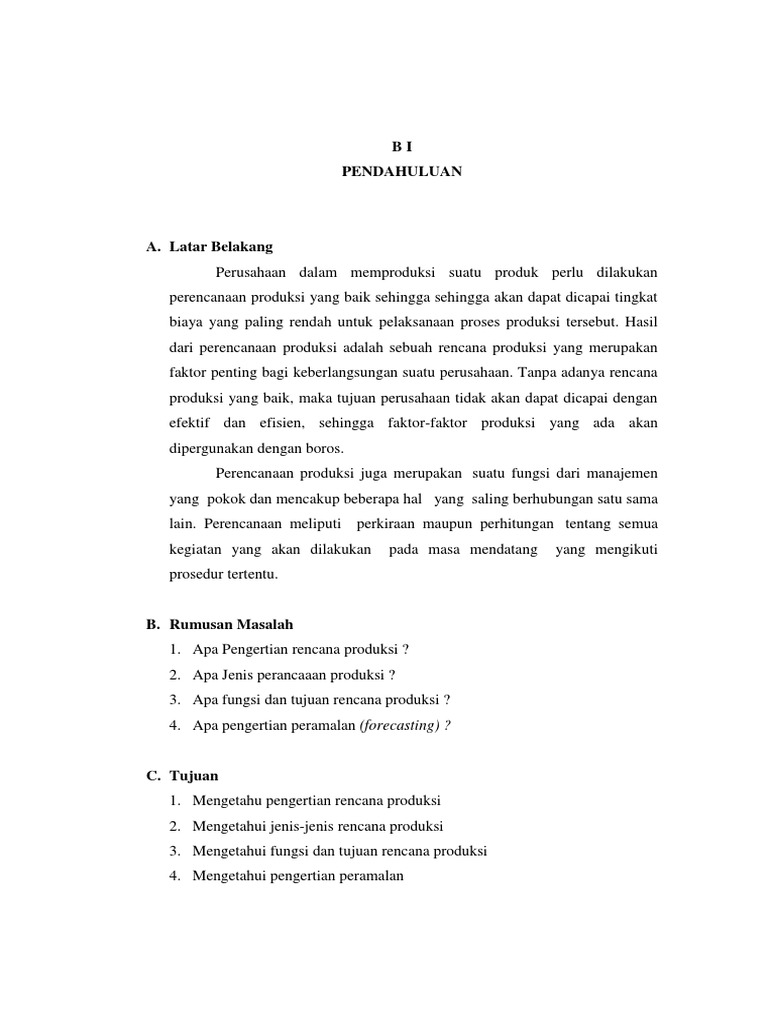 Makalah Perencanaan Produksi | PDF