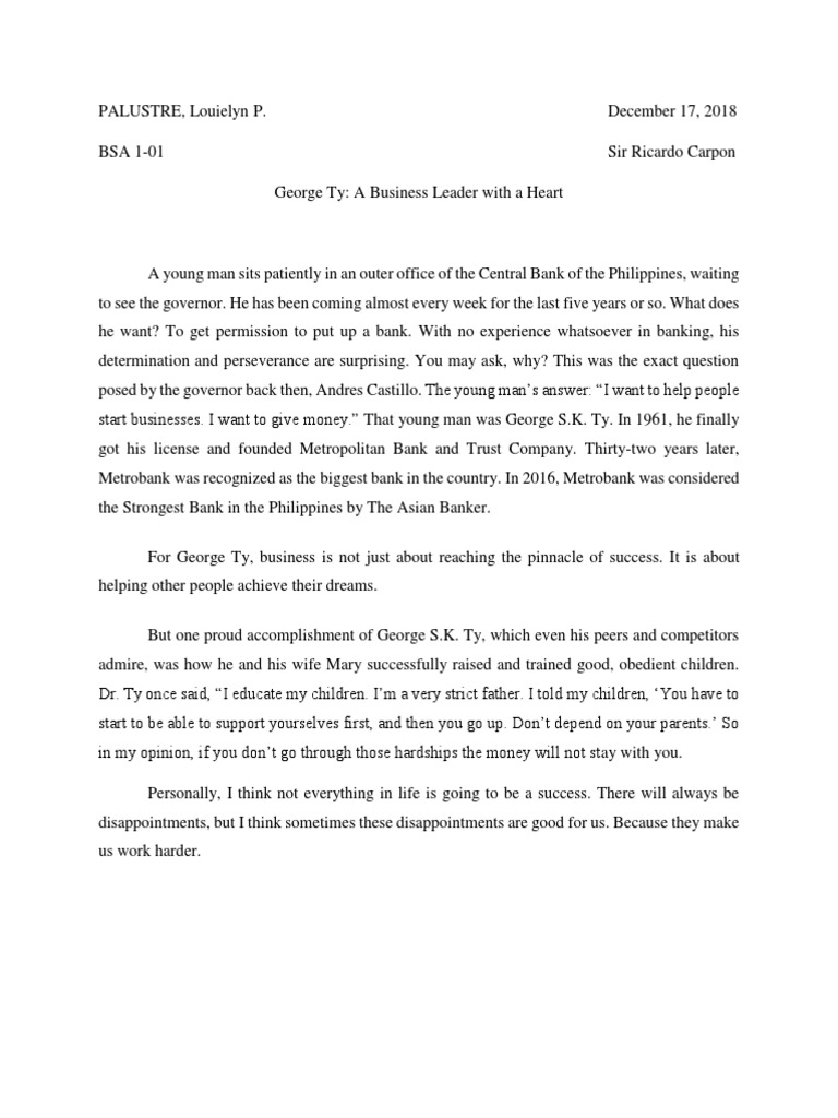 George Ty Reflection | PDF | Self-Improvement