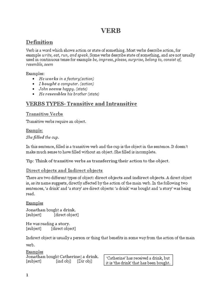 Verbs Types | Download Free PDF | Perfect (Grammar) | Grammatical Tense