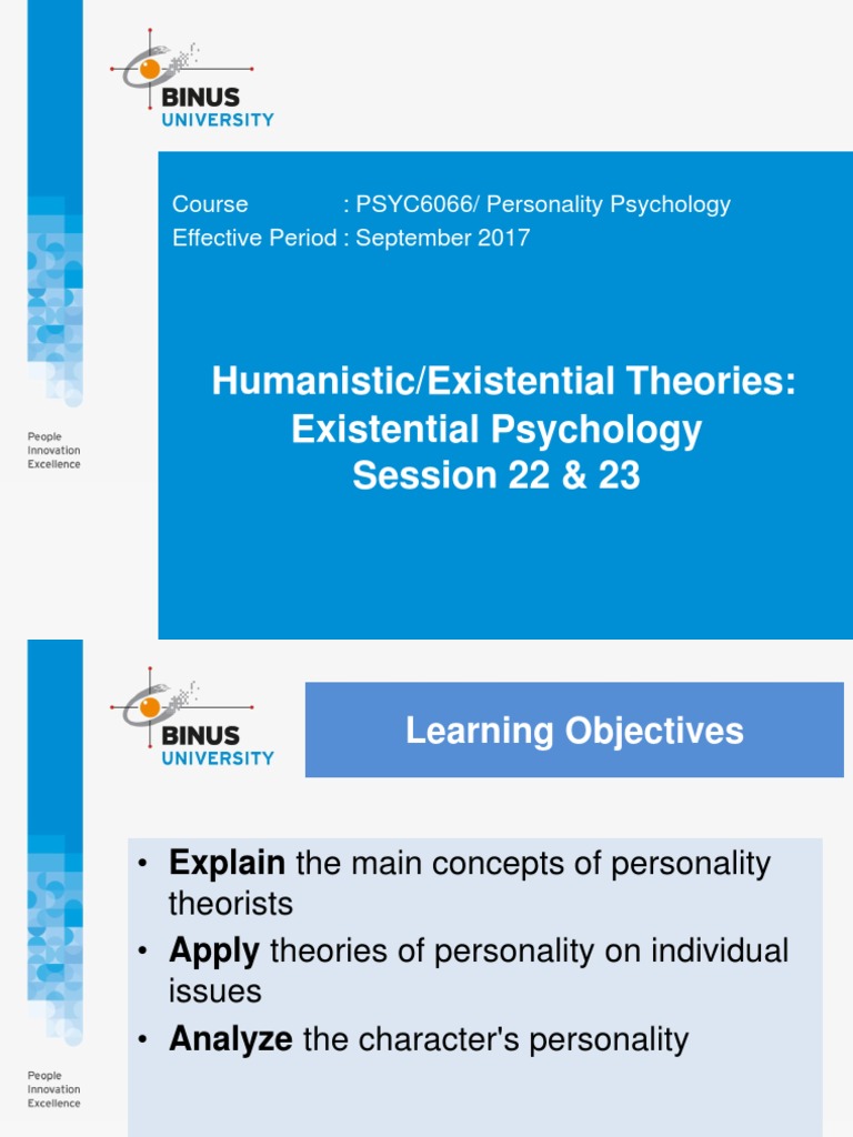 Humanistic/Existential Theories: Existential Psychology Session 22 & 23 ...