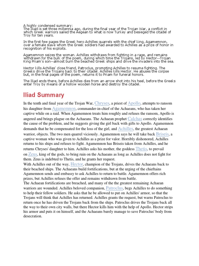 Summary 2 | PDF | Achilles | Iliad