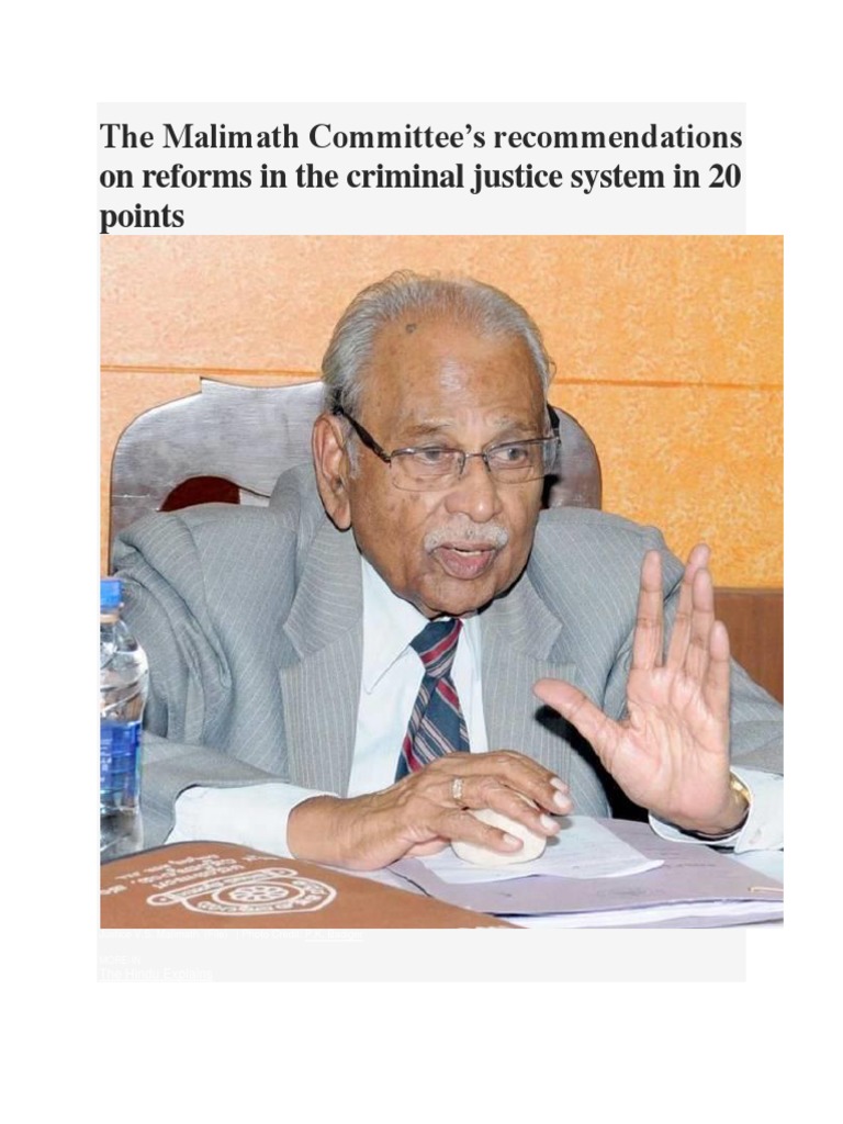 Malimath Committee's 2003 Reforms Summary | PDF | Victimology | Prosecutor