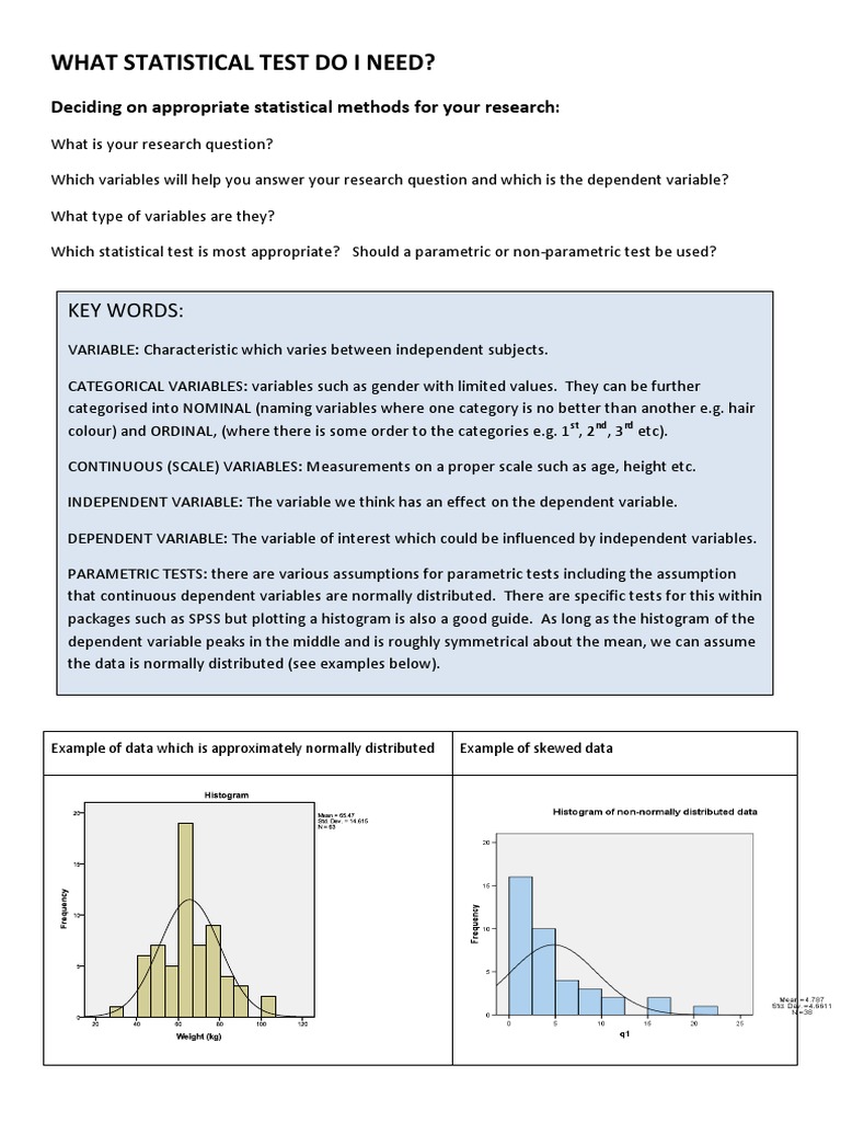 MASH WhatStatisticalTestHandout PDF | PDF | Categorical Variable ...