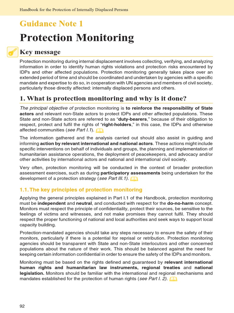 Protection Monitoring for IDPs Guide | PDF | Internally Displaced ...