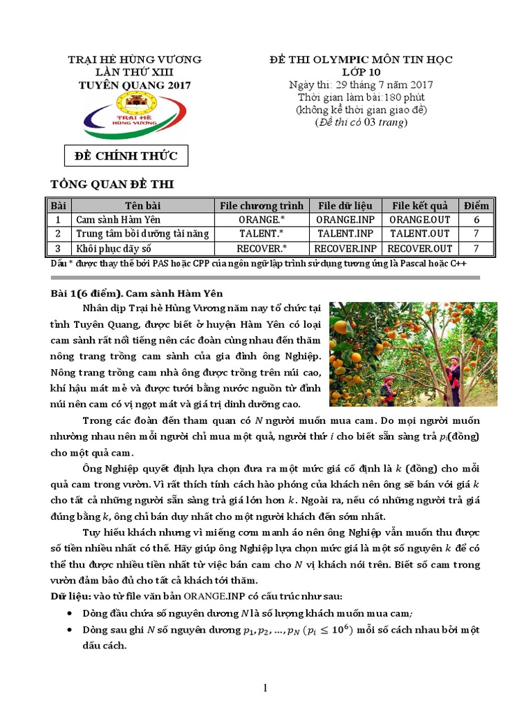 Đề THHV k10 2017 | PDF