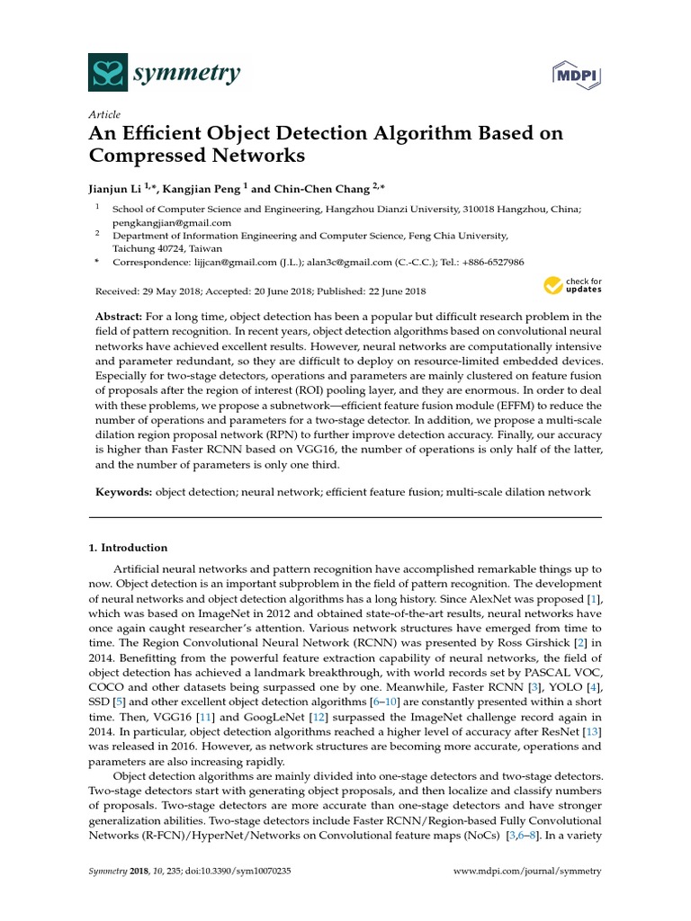 An Efficient Object Detection Algorithm Based On Compressed Networks Pdf Artificial Neural 