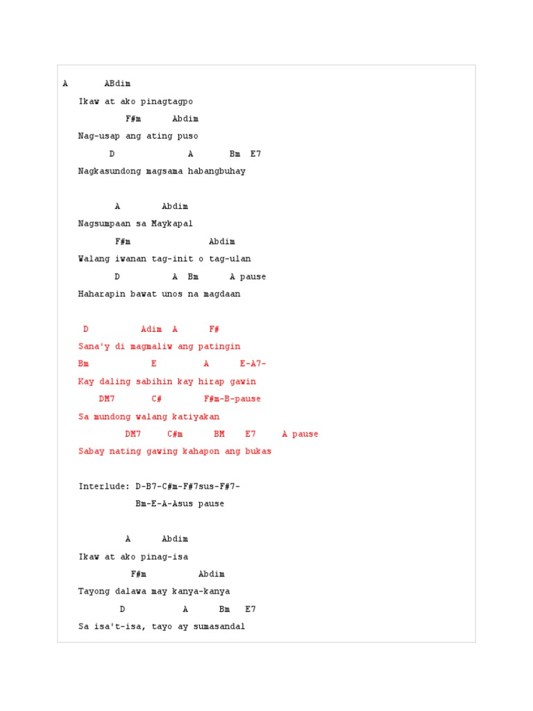 Piano Chords Ikaw Simplified Piano Ikaw At Ako ( Hello, Love,