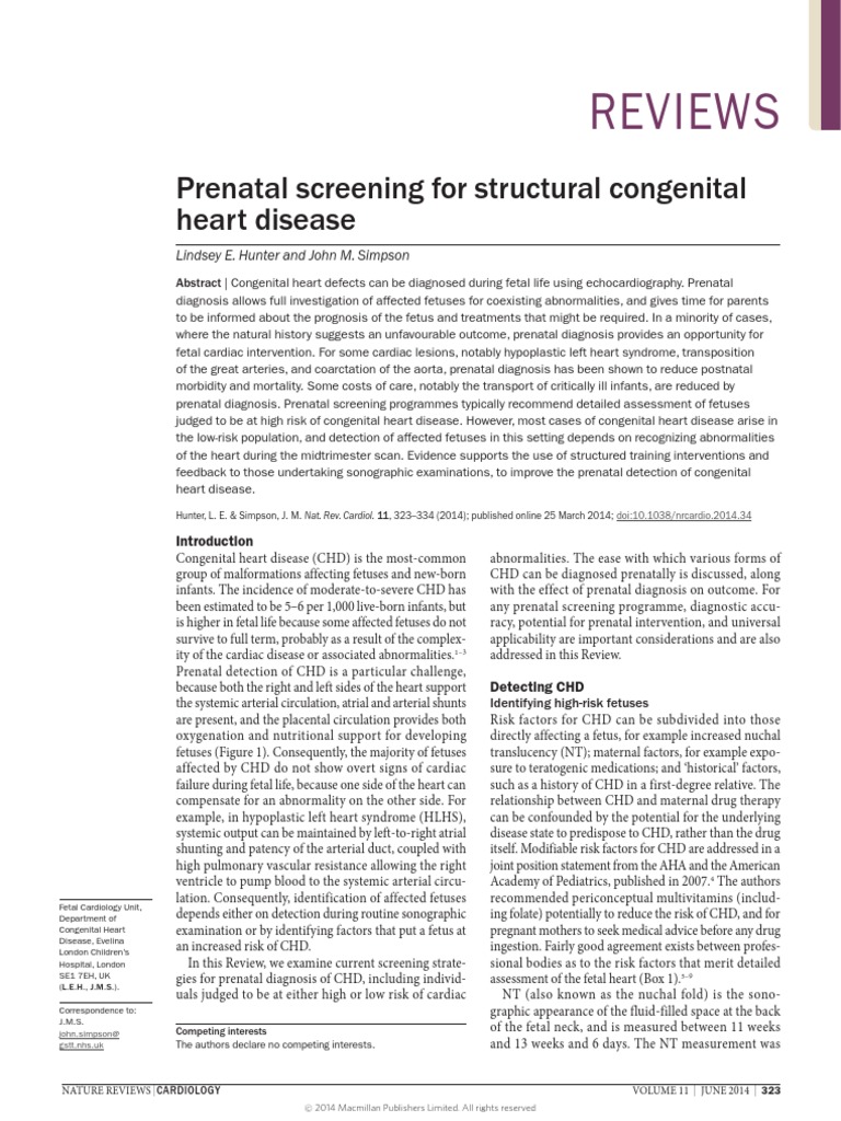 Reviews: Prenatal Screening For Structural Congenital Heart Disease ...