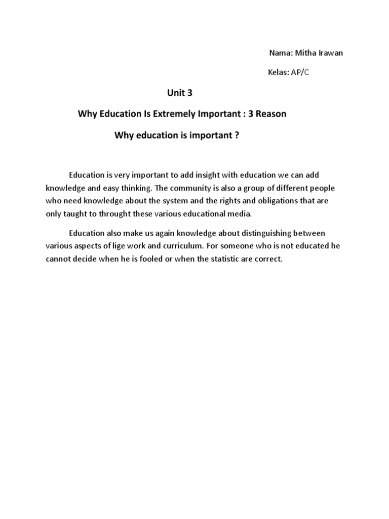 The Importance of Education: Gaining Knowledge, Understanding Systems ...