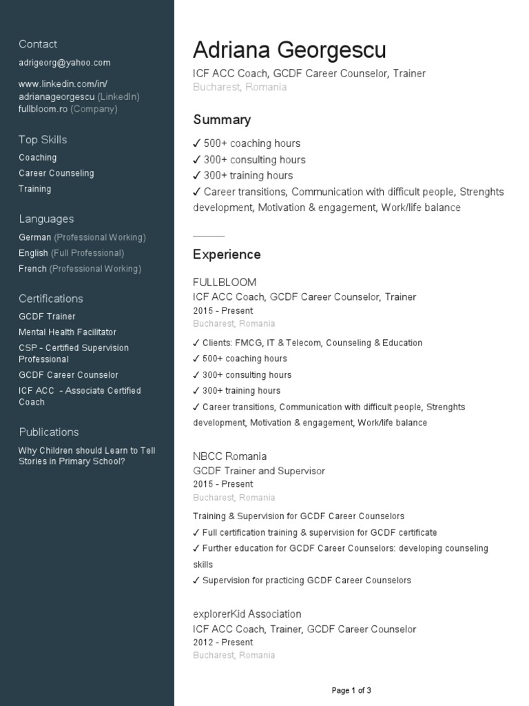 Adriana Georgescu: Contact | PDF | School Counselor | Change