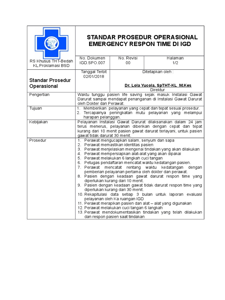 006-Spo Emergency Respon Time Di Igd | PDF