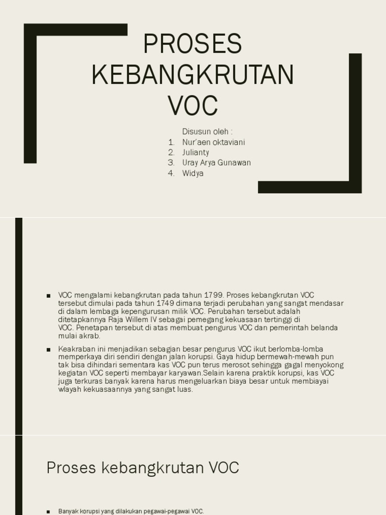 Penyebab Kebangkrutan VOC 1799 | PDF | Perjalanan