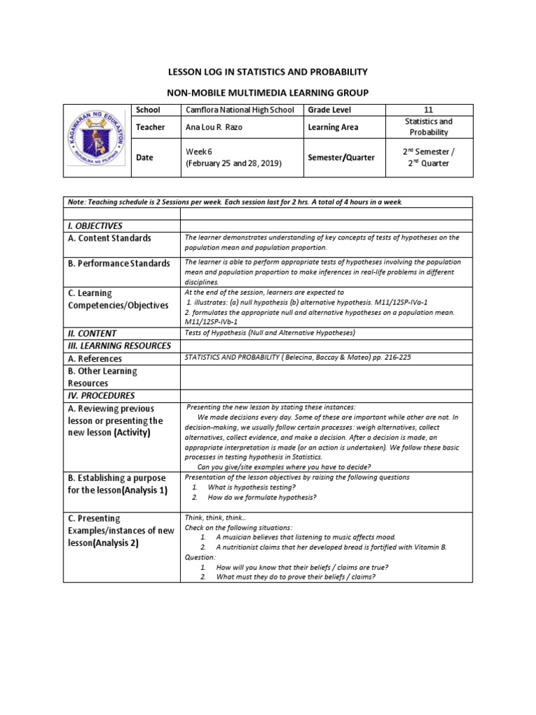 DLL Sample | PDF | Hypothesis | Statistical Hypothesis Testing