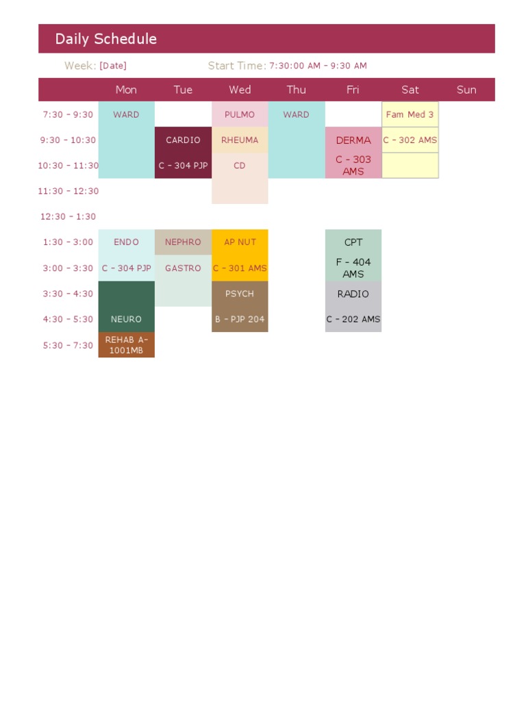 Weekly Medical Rotation Schedule | PDF