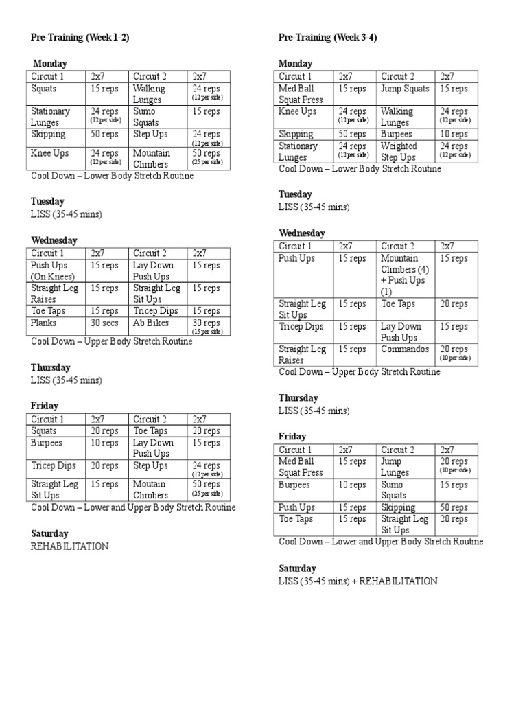 BBG Pre Training | PDF | Physical Exercise | Recreation