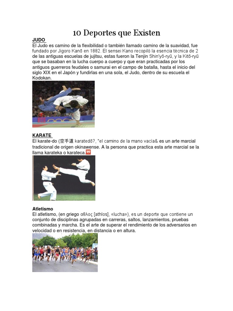 10 Deportes Que Existen Deportes Que Existen | PDF | Vóleibol | Remo
