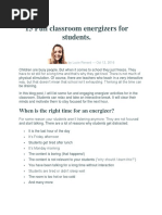 Fun Classroom Energizers for Students | PDF | Classroom | Teachers