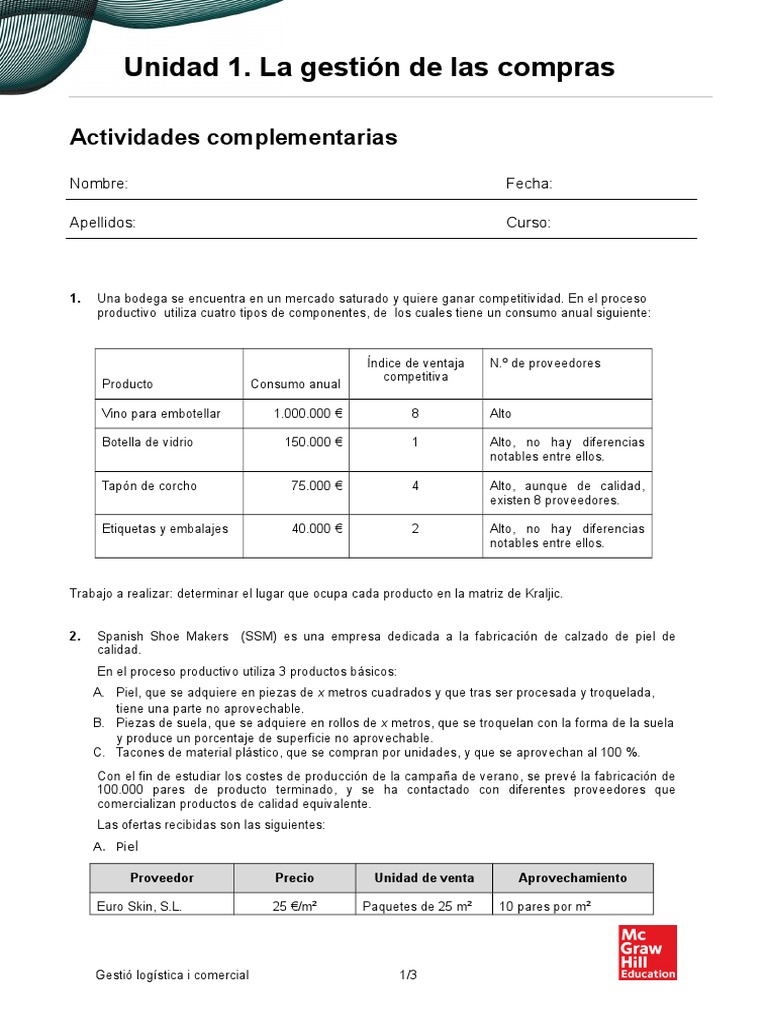 Activitats Complementaries UD01 EDIT | PDF | Euro | Botella