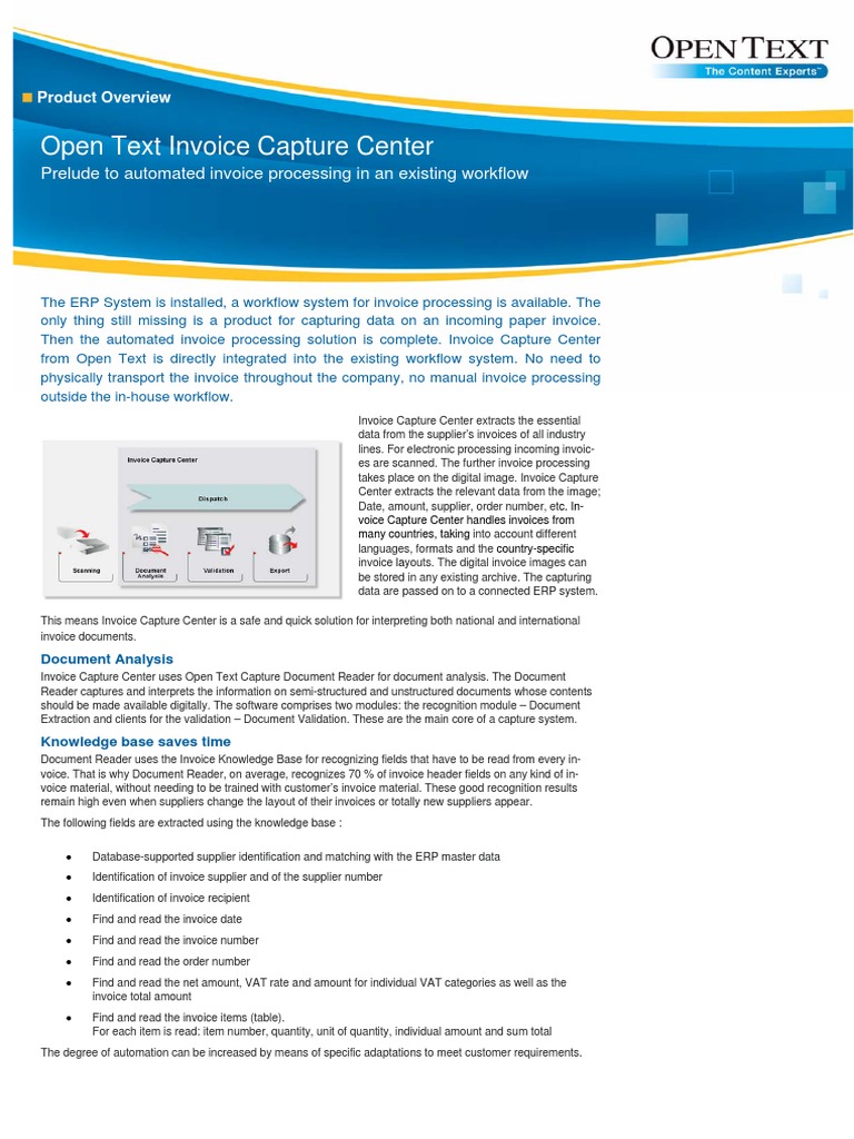 Opentext Imaging Enterprise Scan Pdf Enterprise Resource Planning Invoice