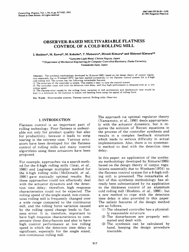 Control Engineering Practice Volume 1 Issue 6 1993 Oll Pdf Control