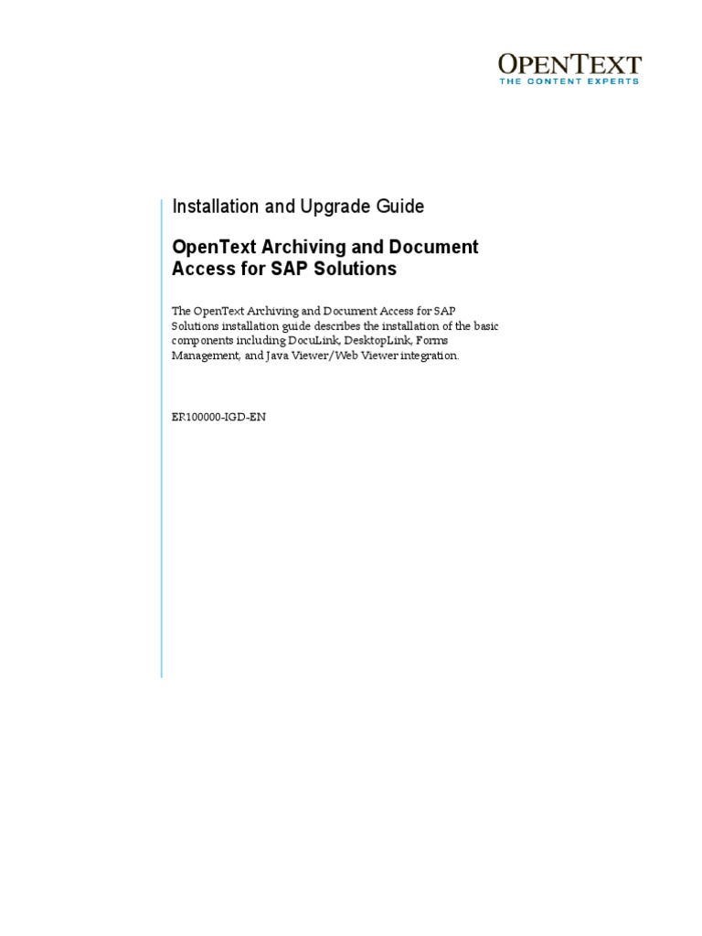 Installation and Upgrade Guide 10.0 - OpenText Archiving and Document ...
