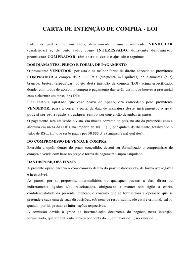 Modelo LOI DI's | PDF