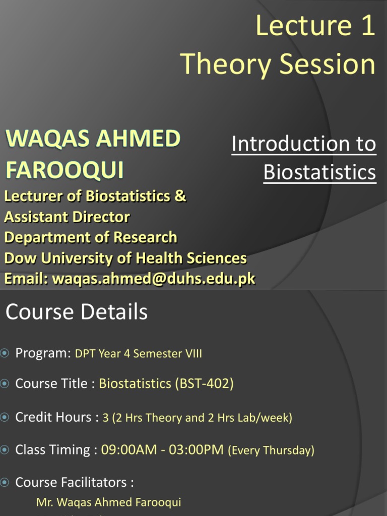 Theory Session: Introduction To Biostatistics | PDF | Biostatistics ...