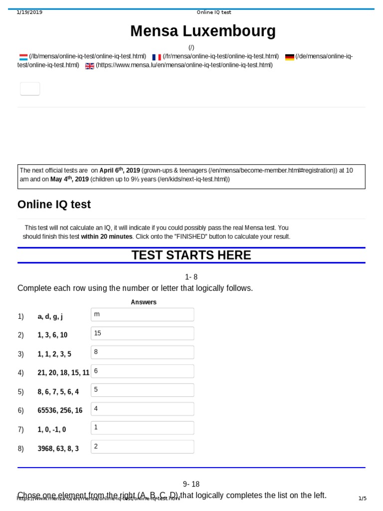 Online IQ Test PDF | PDF | Teaching Mathematics
