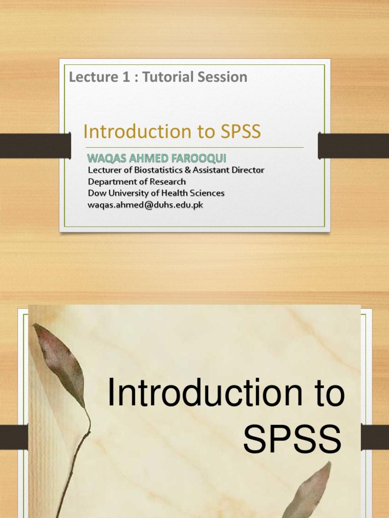 LEC#1 Introduction To SPSS | PDF | Spss | Computer Engineering