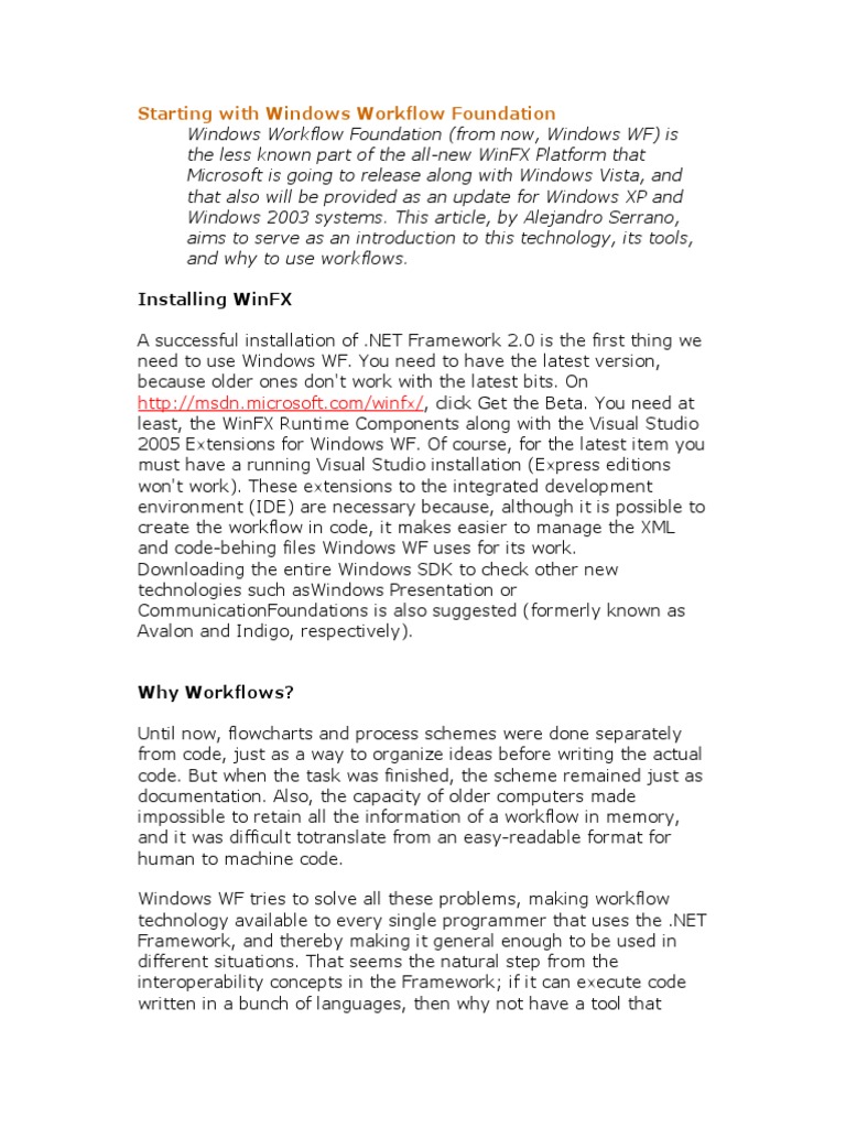Starting With Windows Workflow Foundation | PDF | Microsoft Visual ...