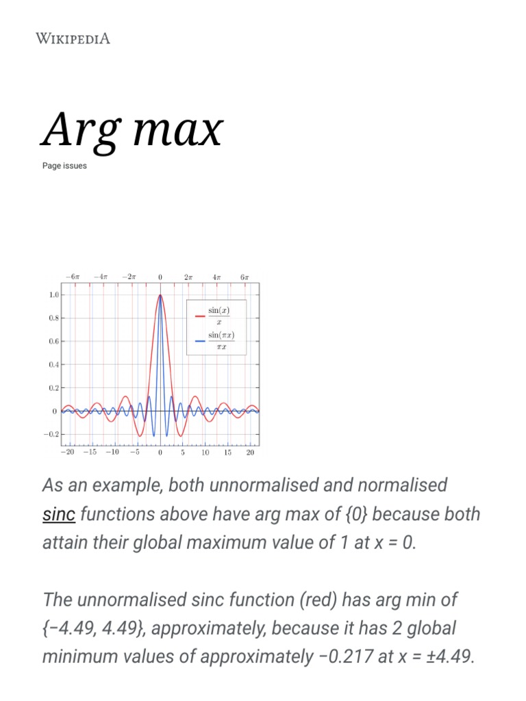 Arg Max | PDF | Maxima And Minima | Functions And Mappings