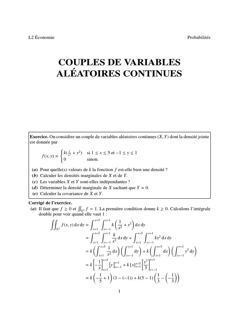 Exercice 5 Proba | PDF | Variable aléatoire à densité | Théorie des probabilités
