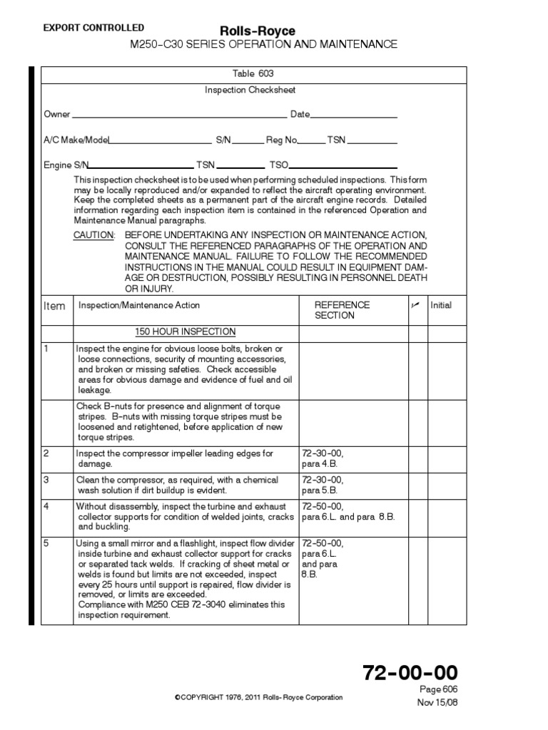 Rolls - Royce: M250 - C30 Series Operation and Maintenance | PDF ...