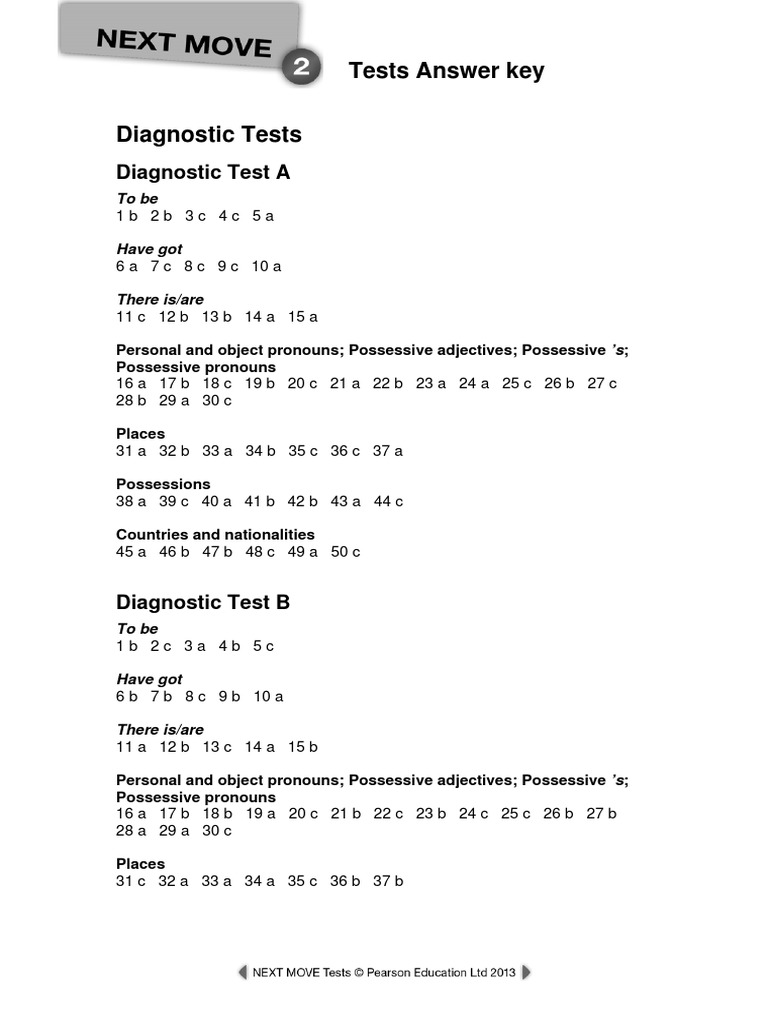 Next Move 2 Diagnostic Test A | PDF | Teaching Methods & Materials